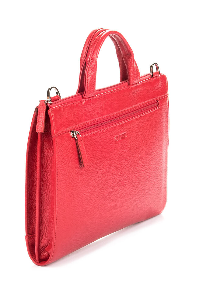 Guard 13" Red Leather Briefcase With Laptop Entry Briefcase Guard