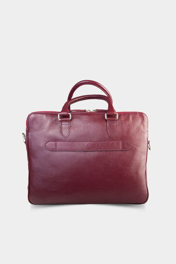 3-Compartment Claret Red Leather Briefcase