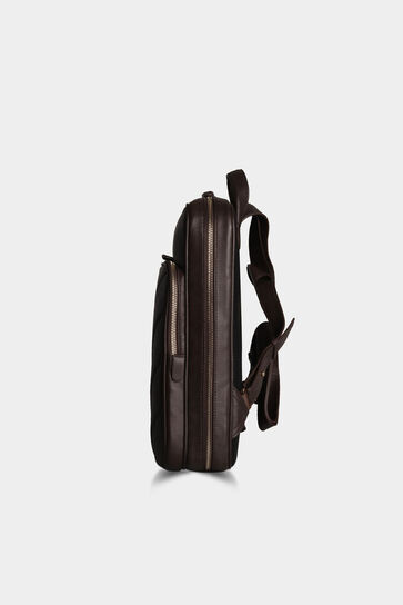 Brown Horizontal Stitched Leather Backpack