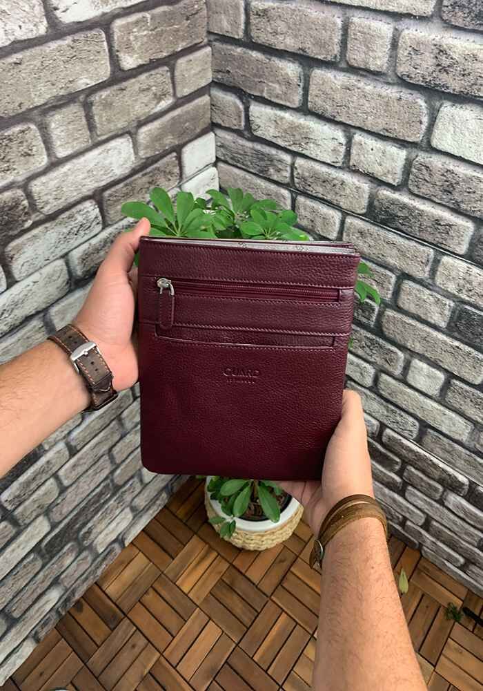 Claret Red Leather Shoulder Strap Bag