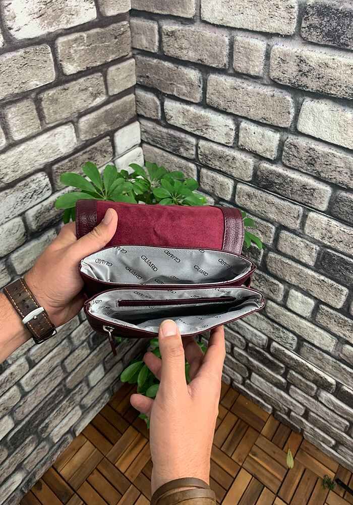 Claret Red Leather Shoulder Strap Bag