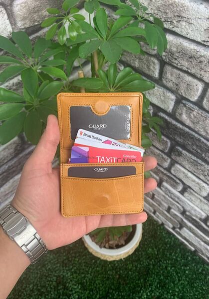 Guard Magnet Small Size Antique Leather Yellow Card Holder/Business ...