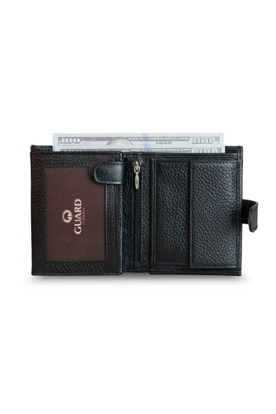 Guard Multi-Compartment Flip Vertical Black Leather Men's Wallet | Men ...