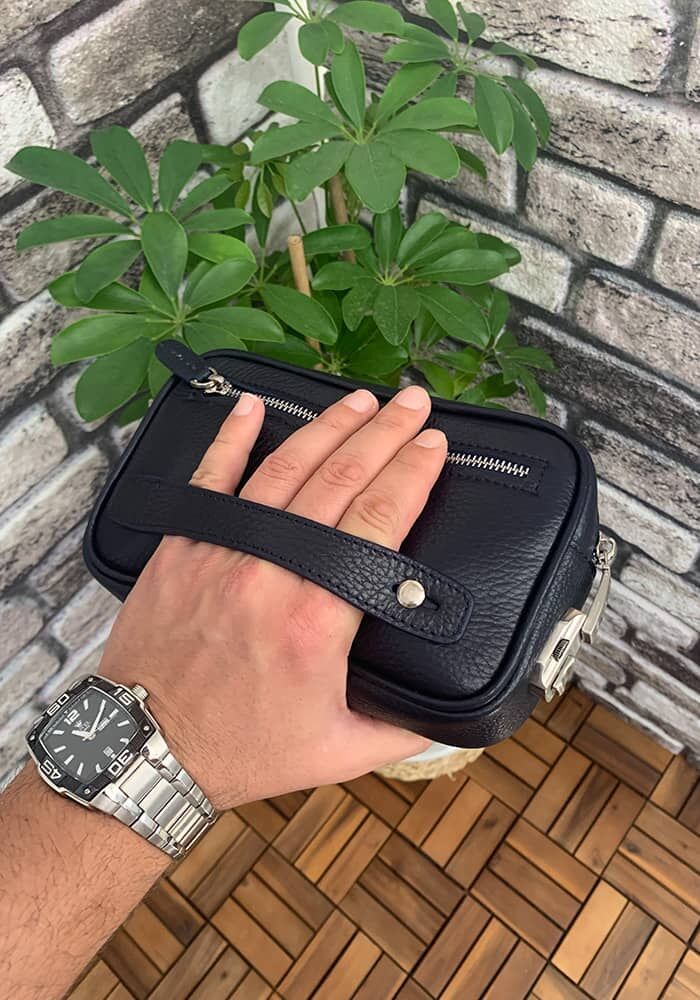 Guard Navy Blue Genuine Leather Combination Lock Handbag | Handbag ...