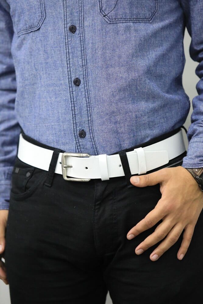 Guard White Leather Belt | Classic Belt Prices | Guard 100% Genuine Leather