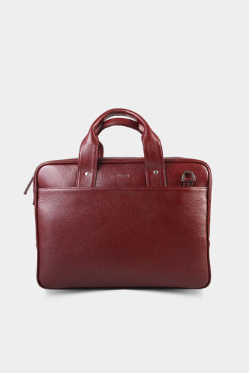 Claret Red Leather Briefcase with Laptop Entry