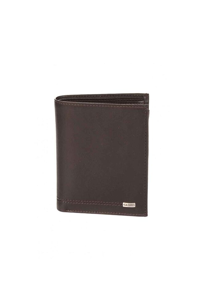 Multi-Compartment Vertical Brown Leather Men's Wallet