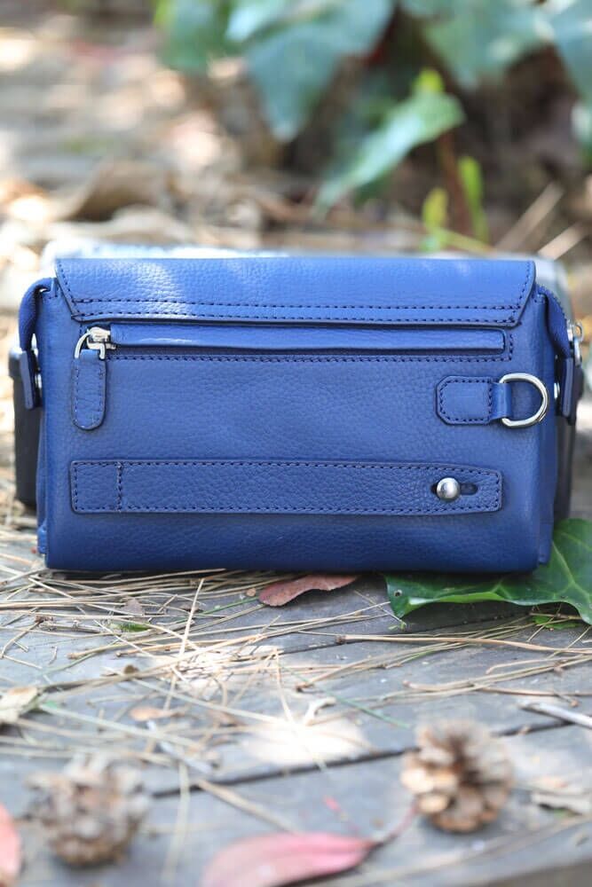Navy Blue Paste Leather Clutch Bag