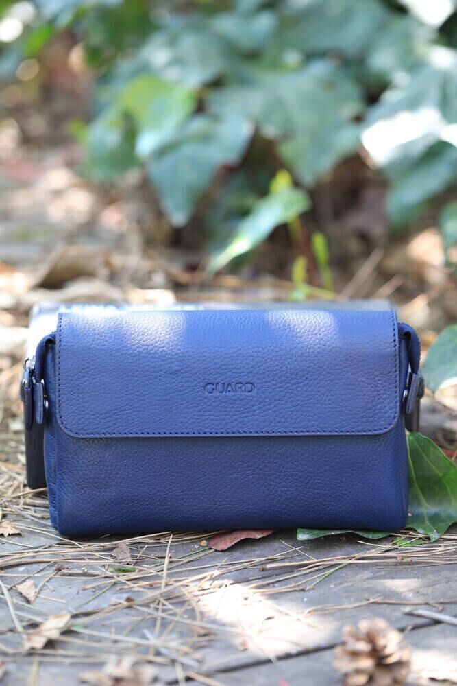 Navy Blue Paste Leather Clutch Bag