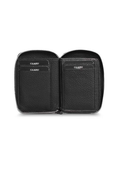 Guard Zipper Black Leather Mini Wallet | Men's Wallet Prices | Guard ...